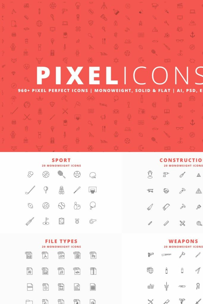 Pixel Icons | 960+ Icons – MasterBundles