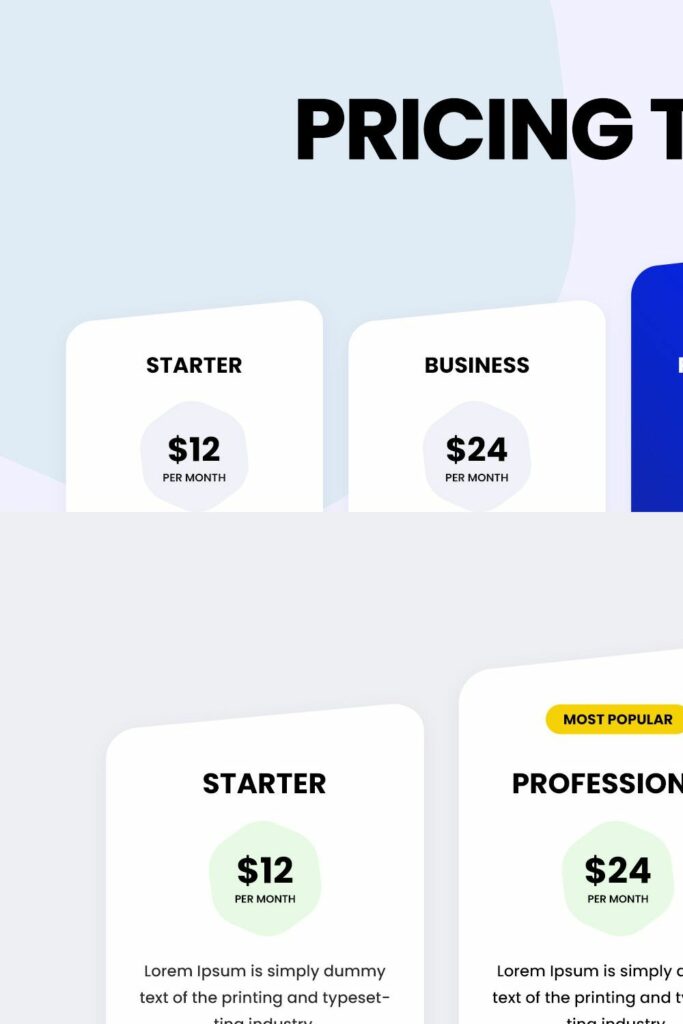 Pricing Tables – MasterBundles