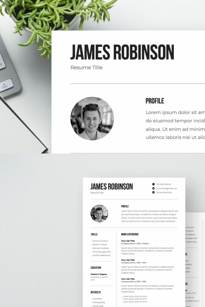 Professional Resume Template CV – MasterBundles