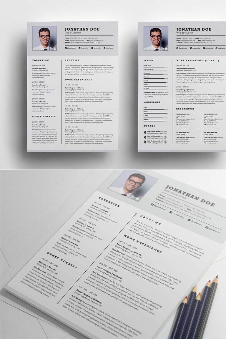 Professional two page resume set – MasterBundles