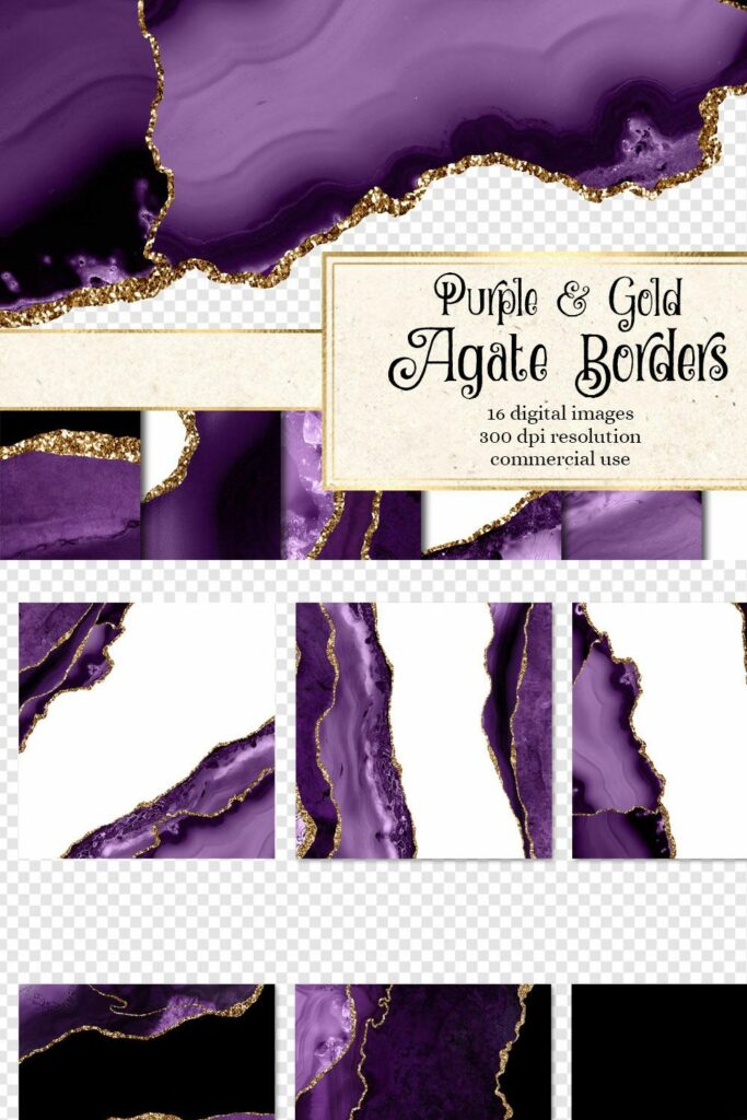 Purple & Gold Agate Borders – MasterBundles