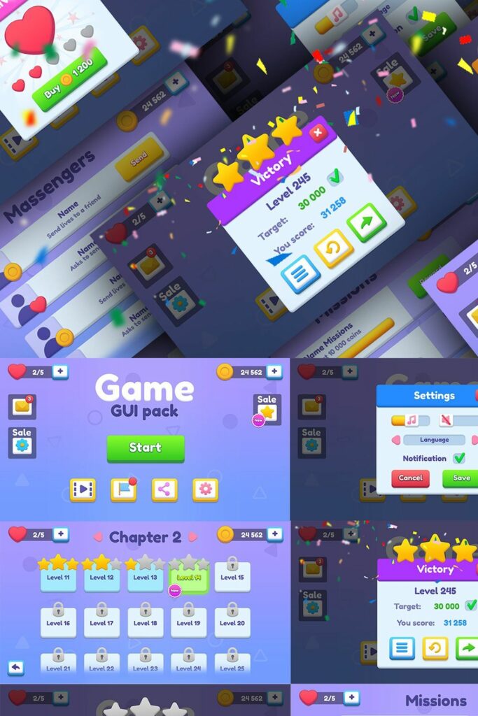 Purple GUI game pack – MasterBundles