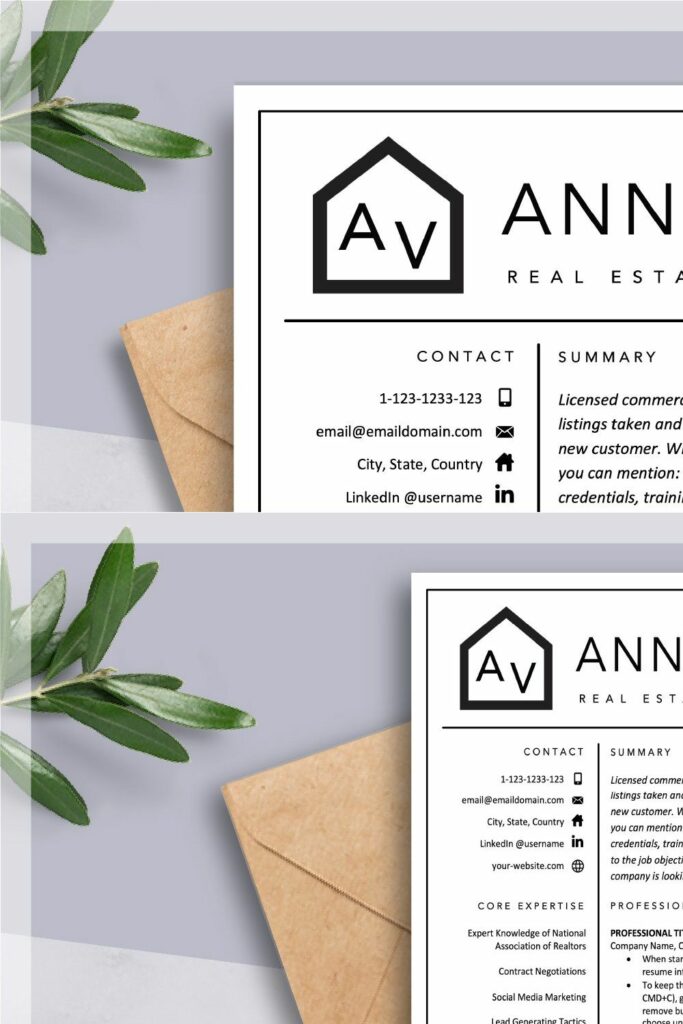Realtor Resume, Real Estate Agent CV – MasterBundles