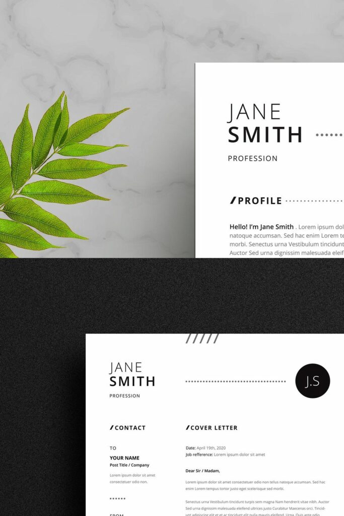 Resume / CV | Minimal Black White – MasterBundles