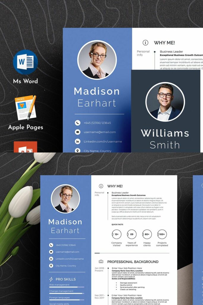 Resume Cv Template Word Apple Pages – MasterBundles