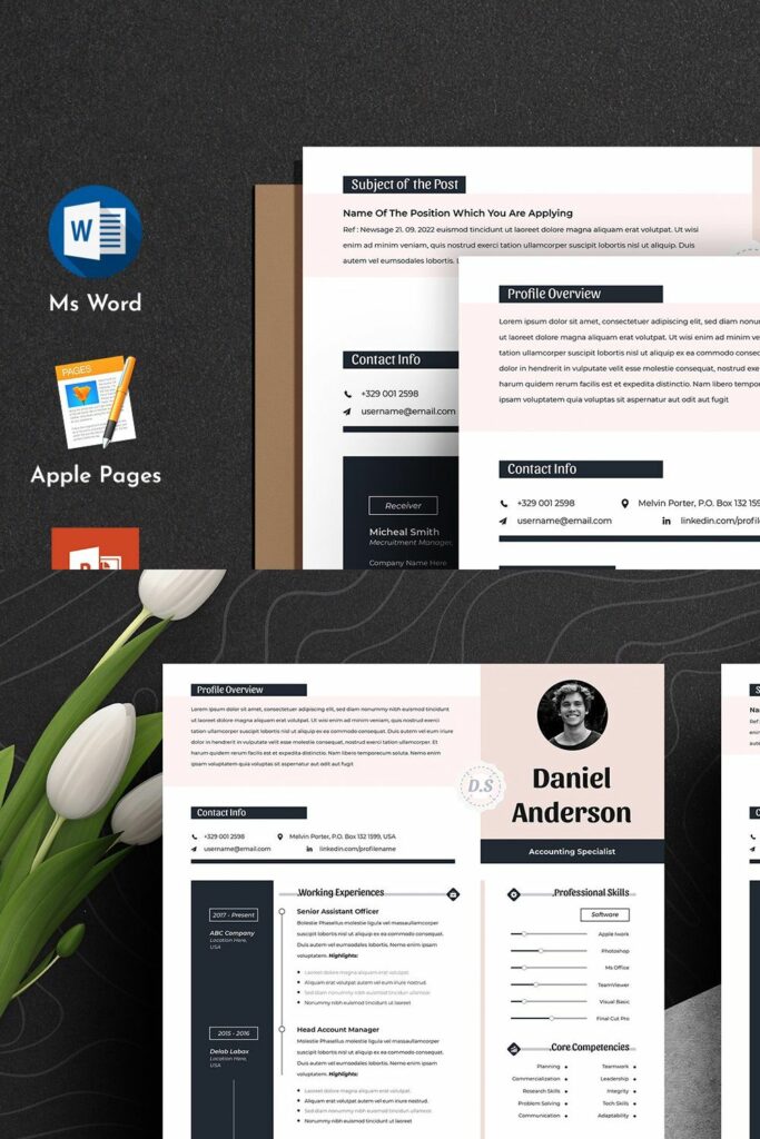 Resume Cv Template Word Apple Pages – MasterBundles