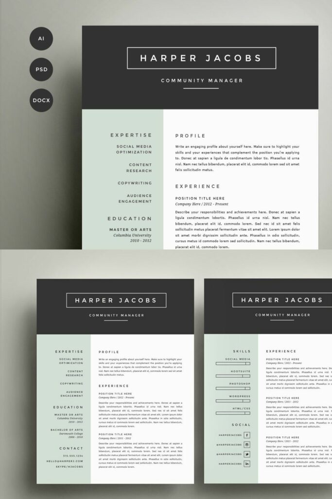Resume Template 4 Pack | CV Template – MasterBundles