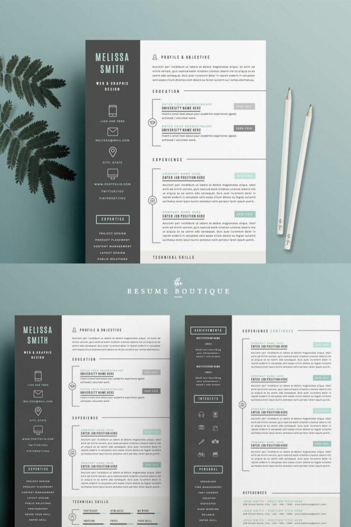 Resume Template 4 page pack | Iconic – MasterBundles