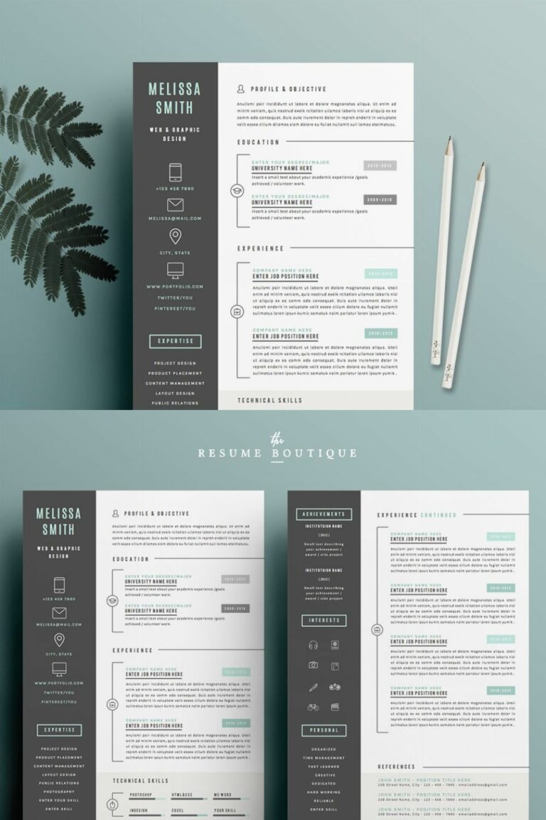 Resume Template 4 page pack | Iconic – MasterBundles