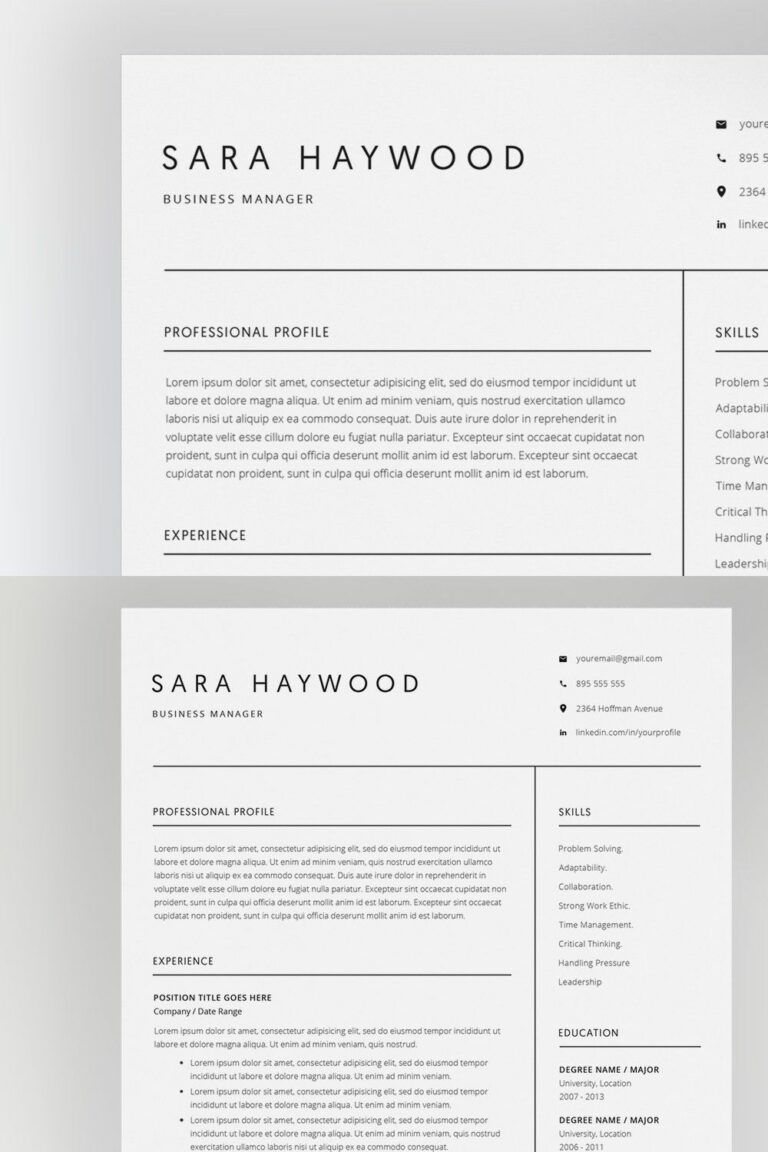 Resume Template | 4 Pages Template – MasterBundles