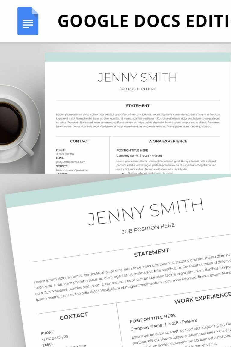 Resume Template, CV, Google Docs – MasterBundles