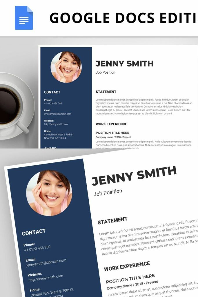 Resume Template, CV, Google Docs – MasterBundles