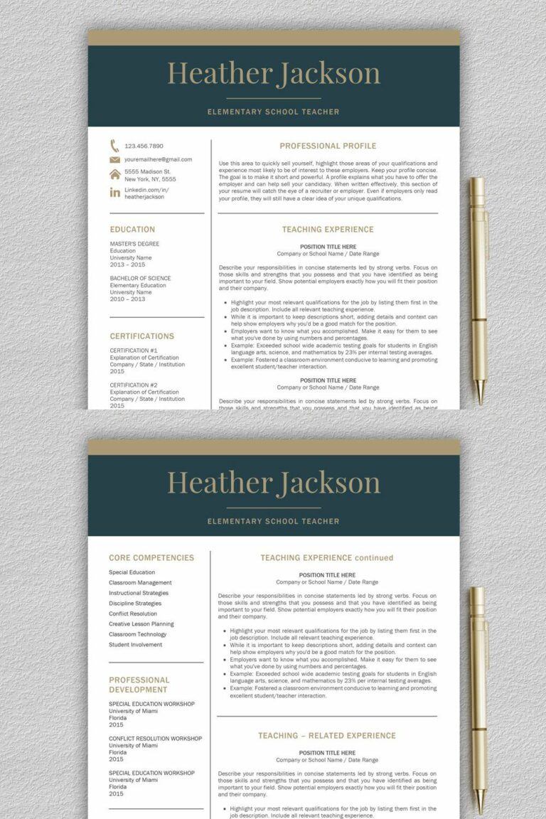 Resume Template / Teacher CV – MasterBundles