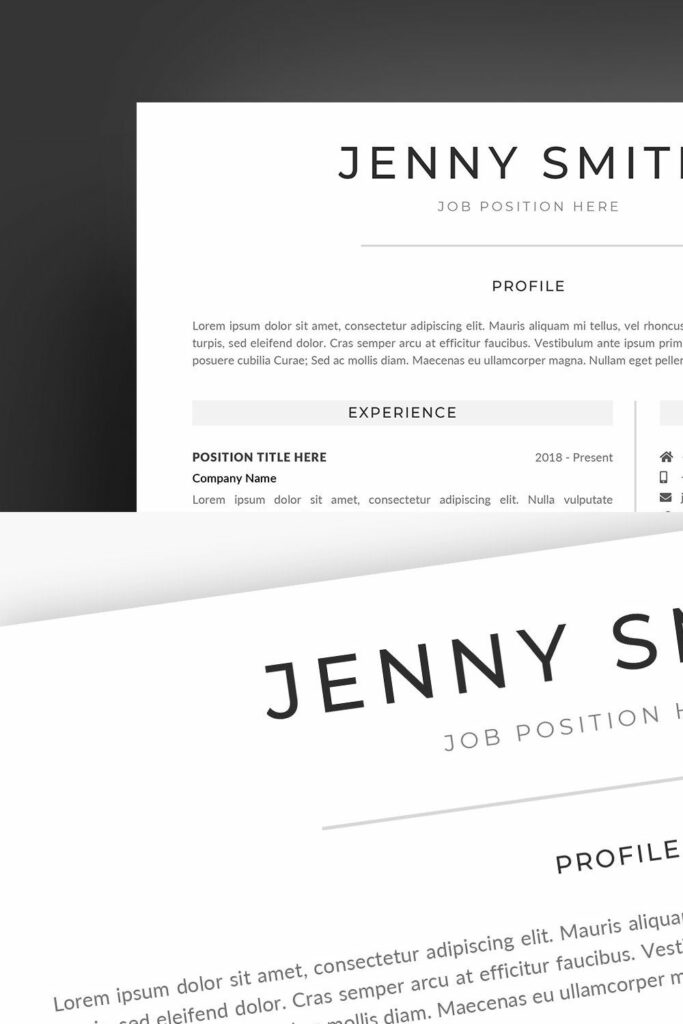 Resume Template Word Modern Clean CV – MasterBundles