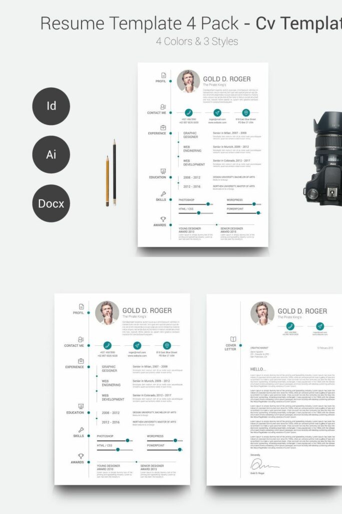 Resume/CV Template 4 Pack – MasterBundles