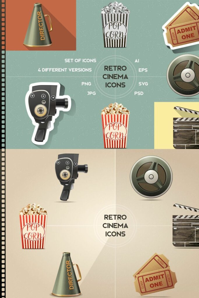 Retro cinema icons – MasterBundles