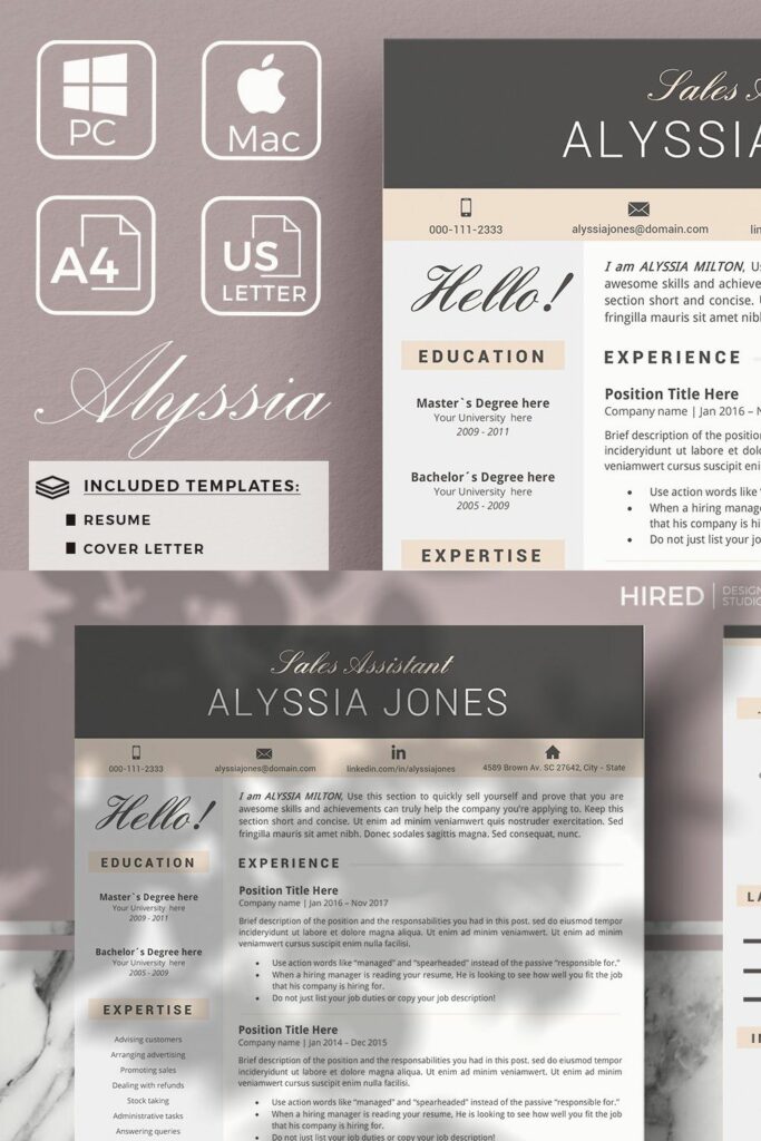 Sales Assistant Resume CV Template – MasterBundles