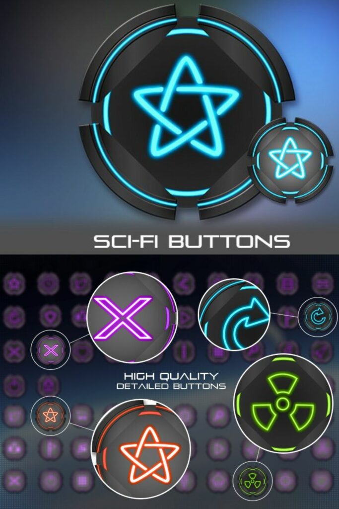 Sci-Fi Buttons – MasterBundles