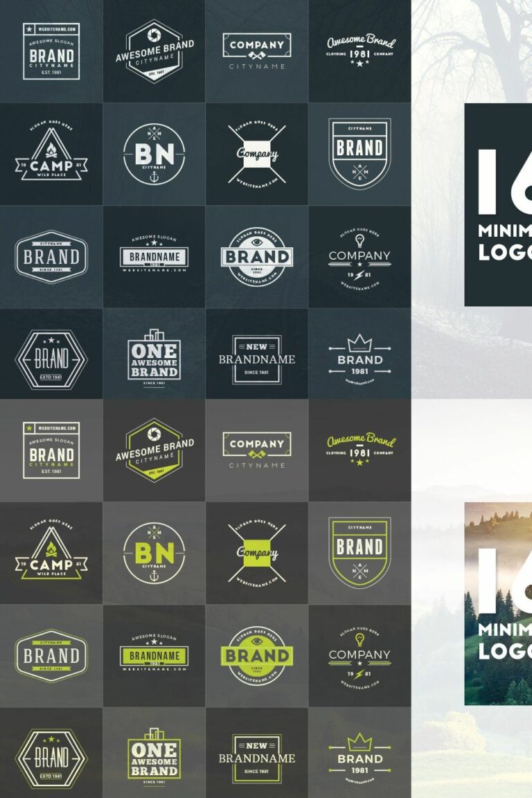 Set of 16 Minimal Logos – MasterBundles