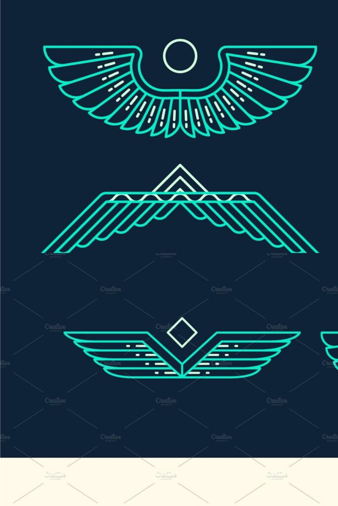 Set of linear style wings logos – MasterBundles