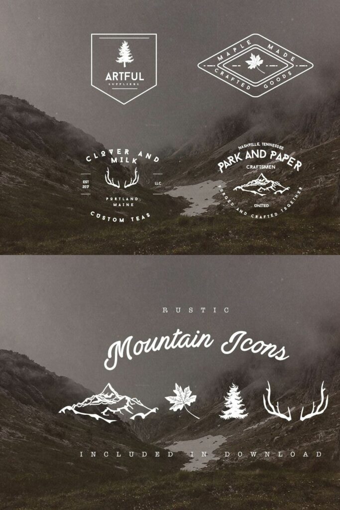 Set of Rustic Mountain Vector Badges – MasterBundles