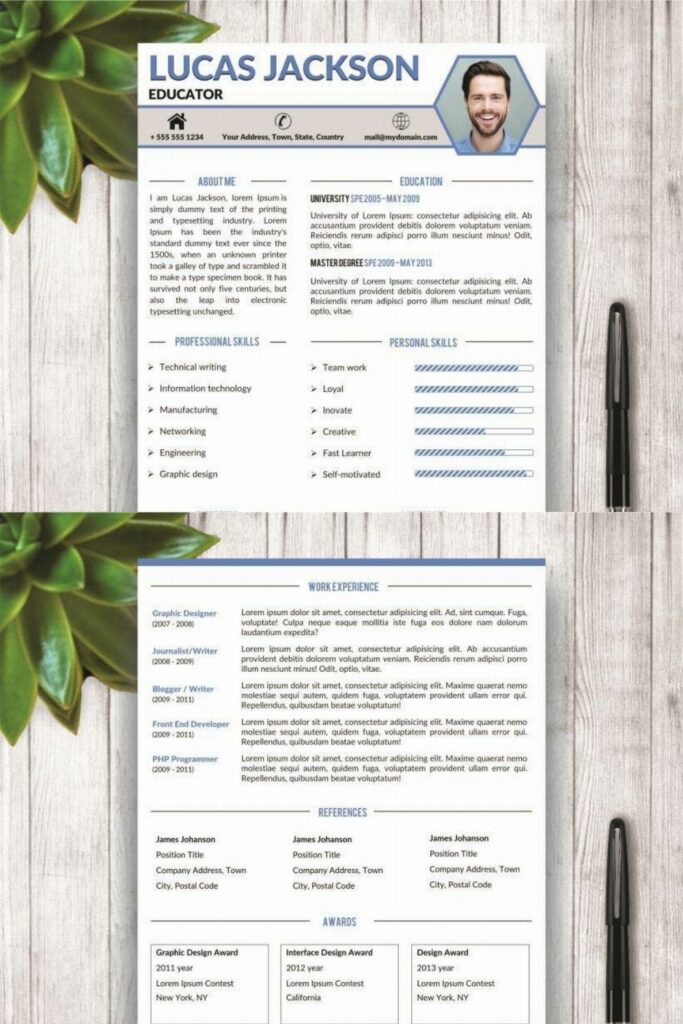 Stylish Resume Template for MS Word – MasterBundles