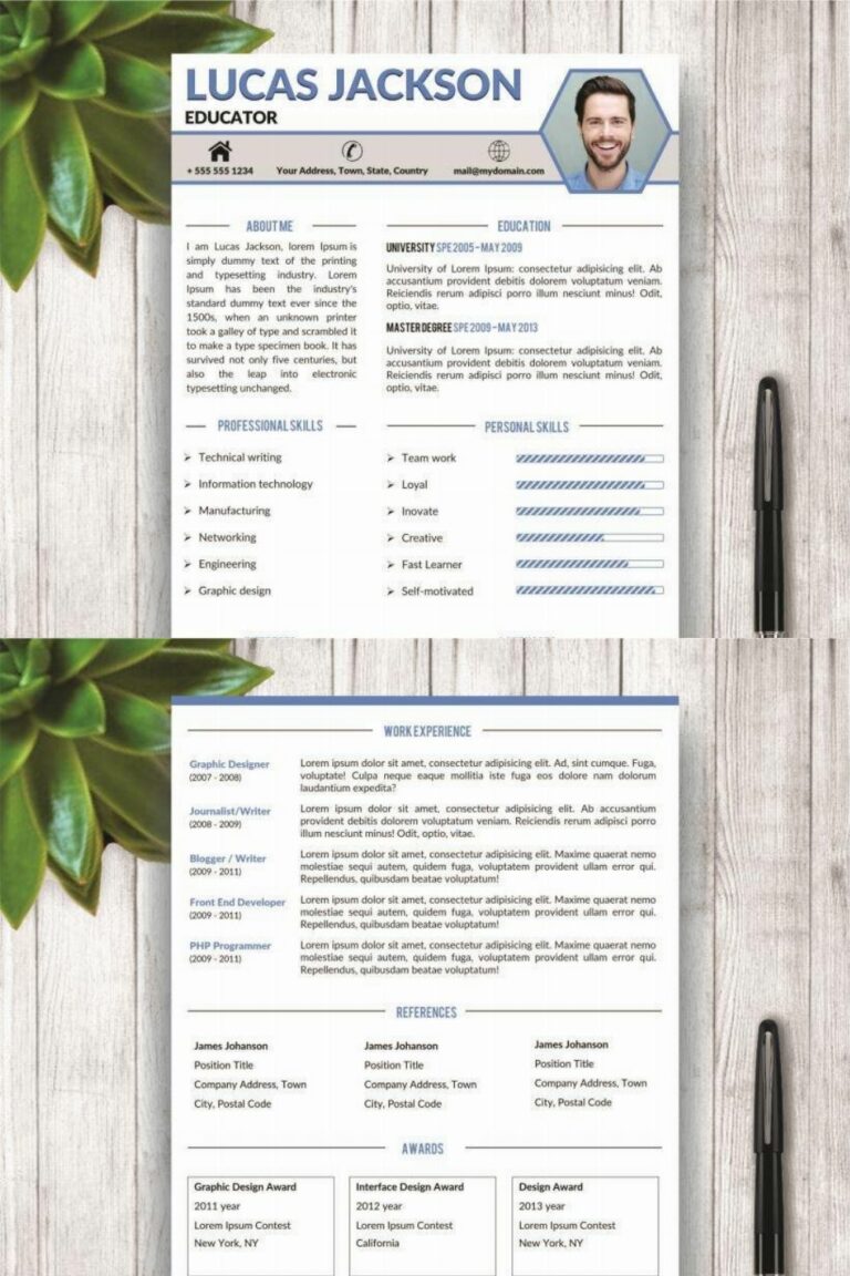 Stylish Resume Template for MS Word – MasterBundles