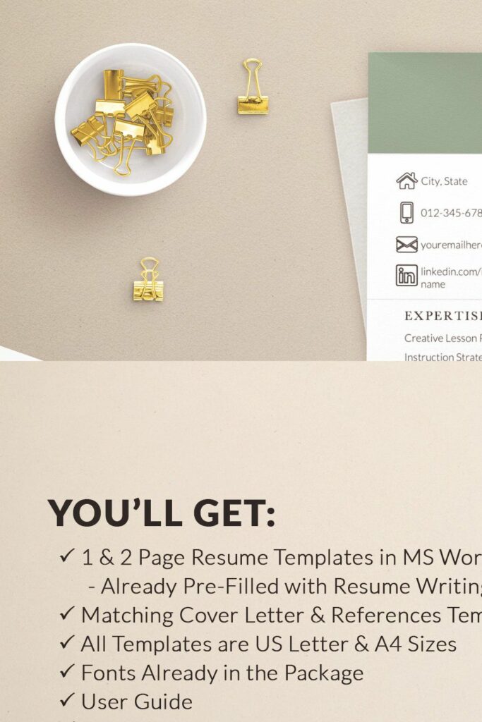 Teachers Resume Template for MS Word – MasterBundles