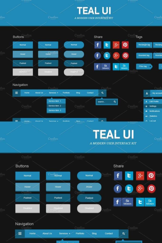 Teal UI Kit – MasterBundles