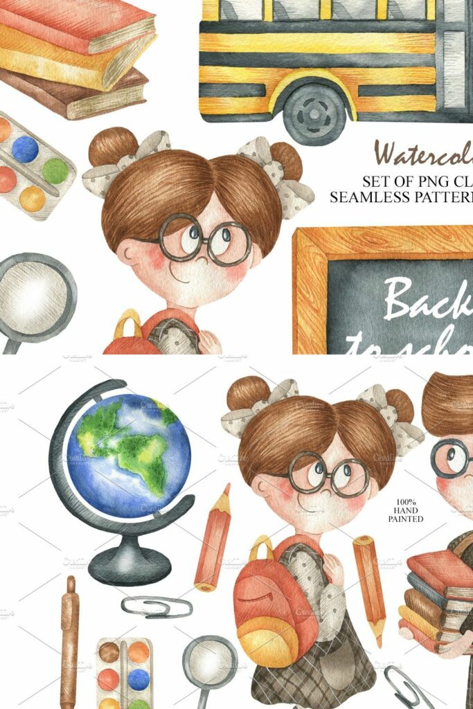 Watercolor Back to School Clipart – MasterBundles