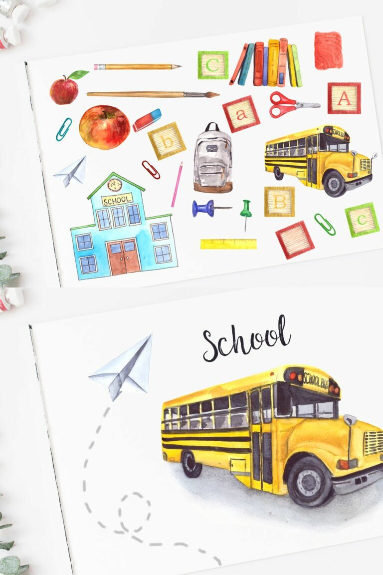 Watercolor School Clip Art Set – MasterBundles