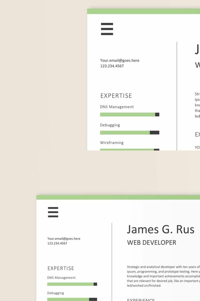 Web developer resume template – MasterBundles