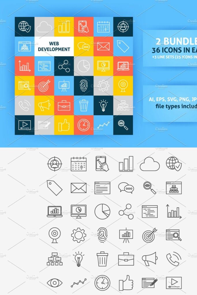 Web Development Line Art Vector Icon – MasterBundles
