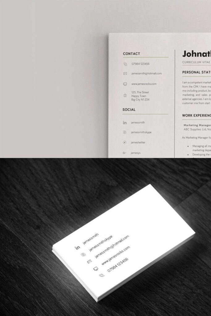 Word A4 CV Resume & Business Card – MasterBundles