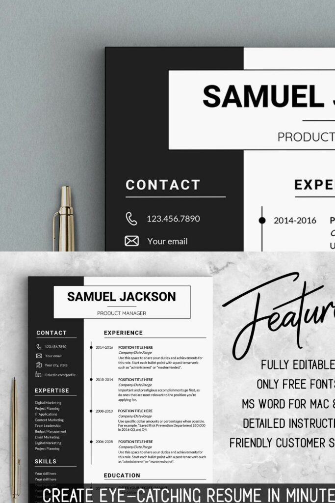 Word Resume Template - CV Design – MasterBundles