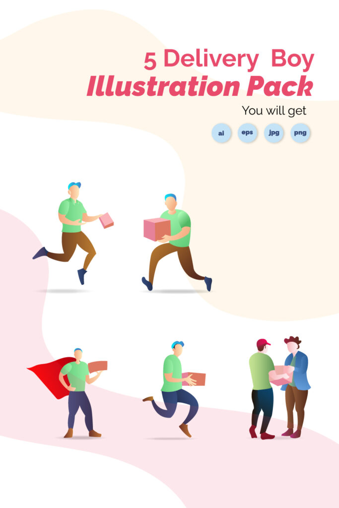 Delivery Boy illustration Pack - MasterBundles