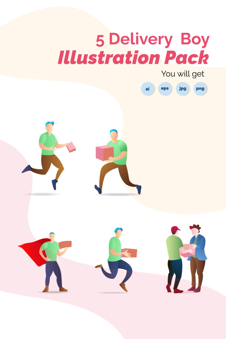Delivery Boy illustration Pack - MasterBundles
