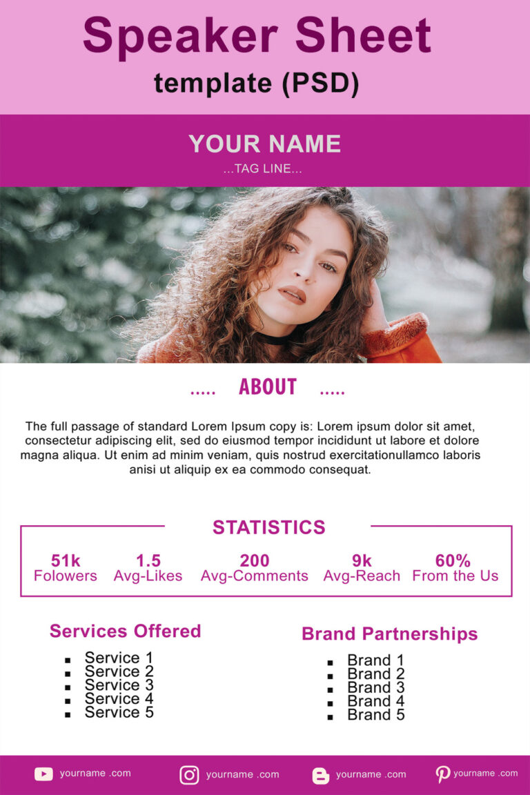 Speaker sheet design template - MasterBundles