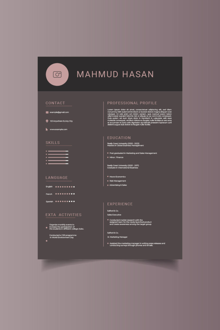 Dark Resume And CV Template - MasterBundles