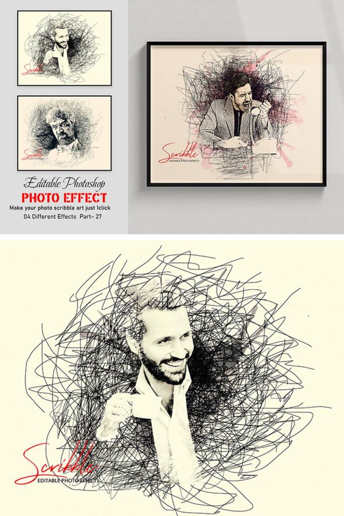 Photoshop Effect Scribble Art - MasterBundles