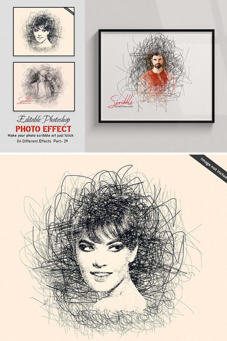 Scribble Photo Effect Art - MasterBundles