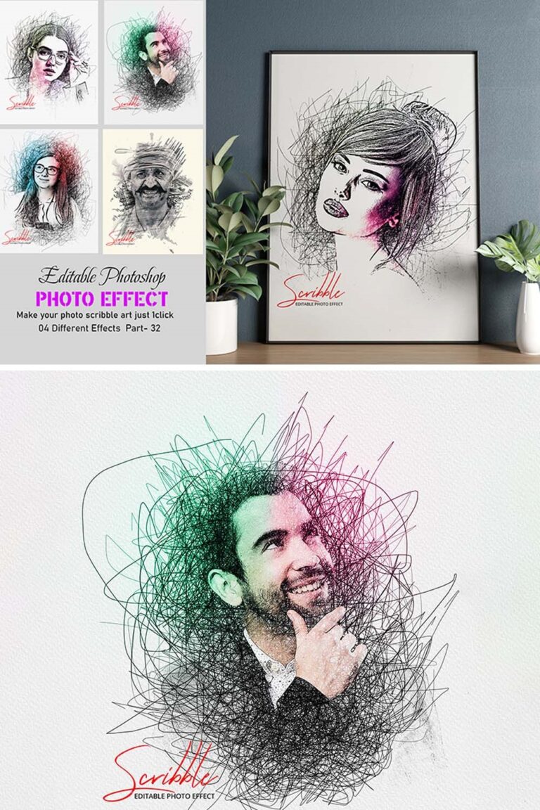 Photo Effect Scribble Art - MasterBundles