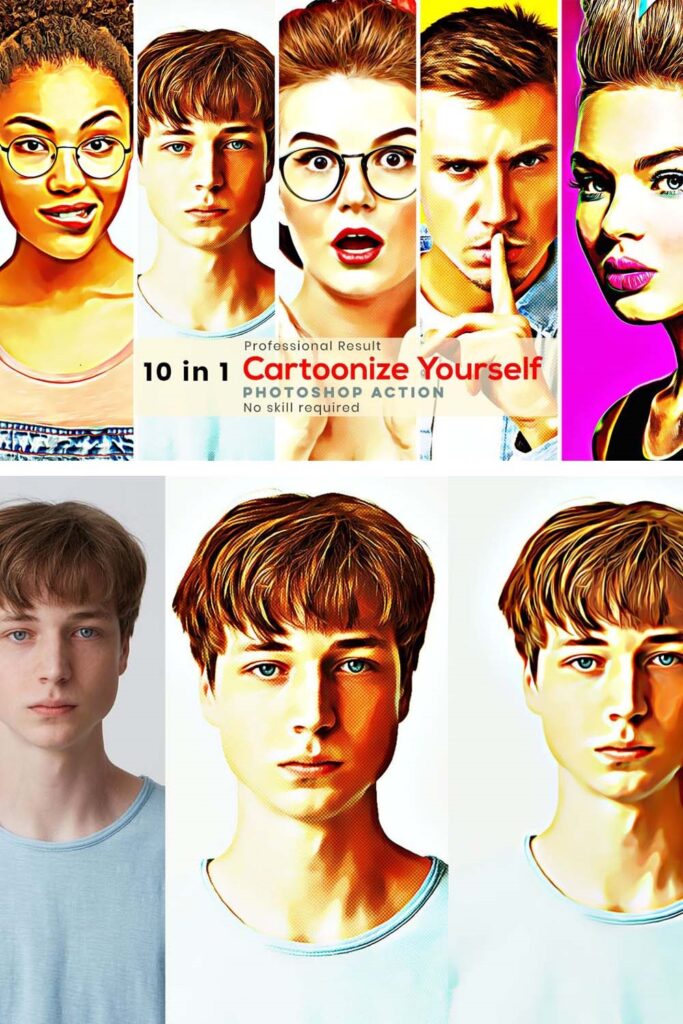Cartoonize Yourself Photoshop Action - MasterBundles