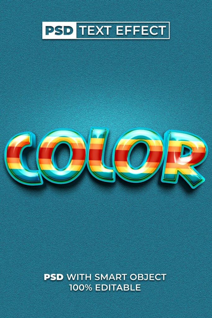 PSD 3D Color Text Effect Colorful Style - MasterBundles