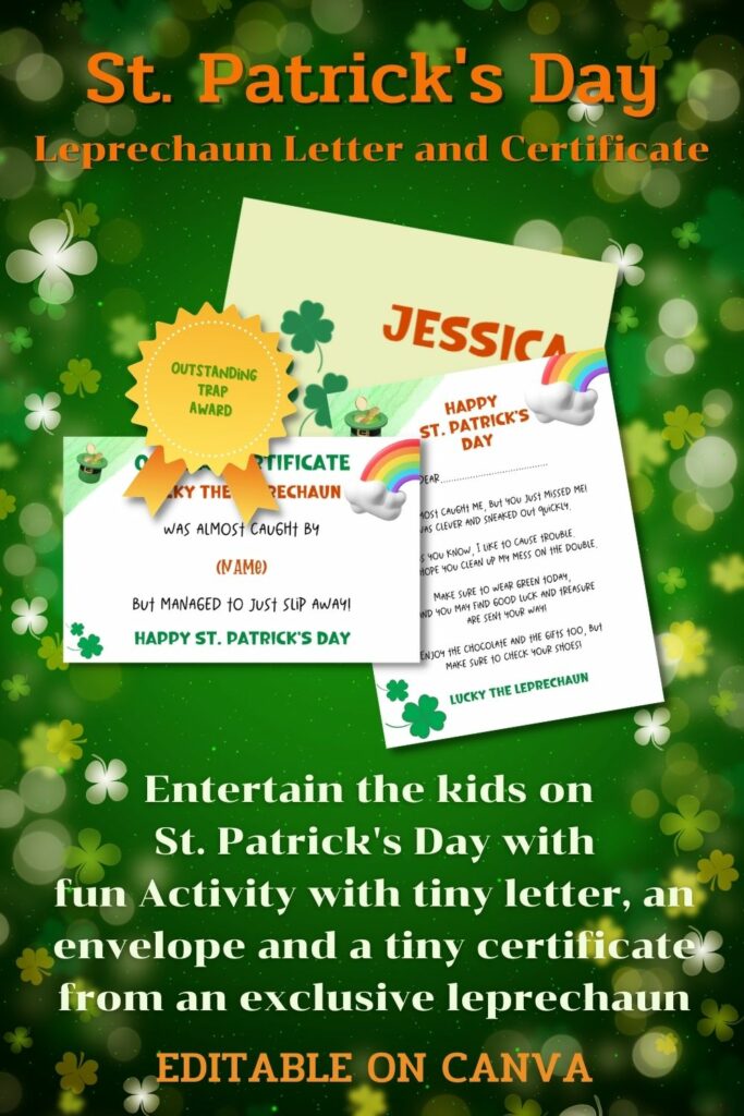 Customizable Leprechaun Letter, Trap Certificate, gold award ...