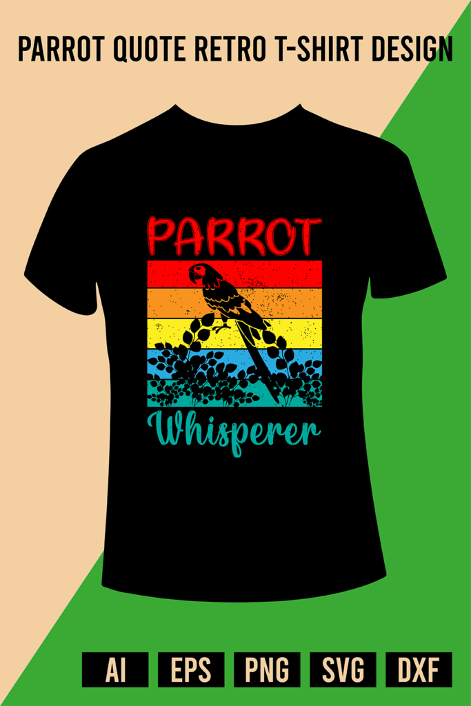 Parrot Quote Retro T-Shirt Design - MasterBundles