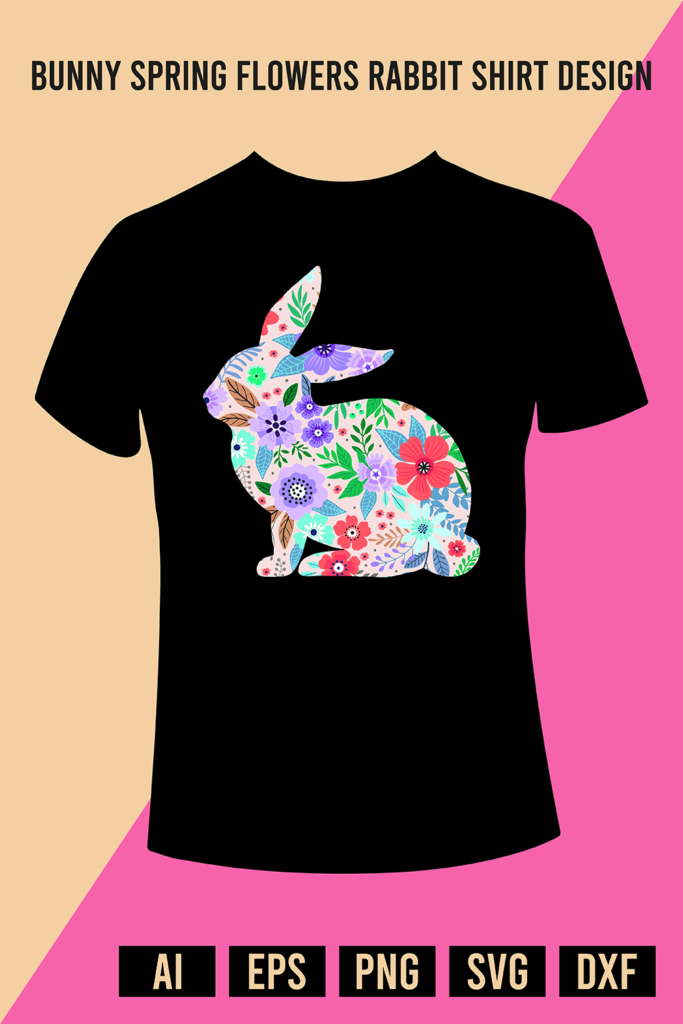 Bunny Spring Flowers Rabbit Shirt Design - MasterBundles