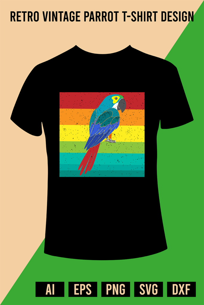 Retro Vintage Parrot T-Shirt Design - MasterBundles
