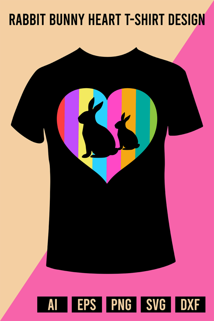 Rabbit Bunny Heart T-Shirt Design - MasterBundles