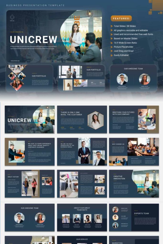 Unicrew - Business Multipurpose PowerPoint Presentation Template - MasterBundles